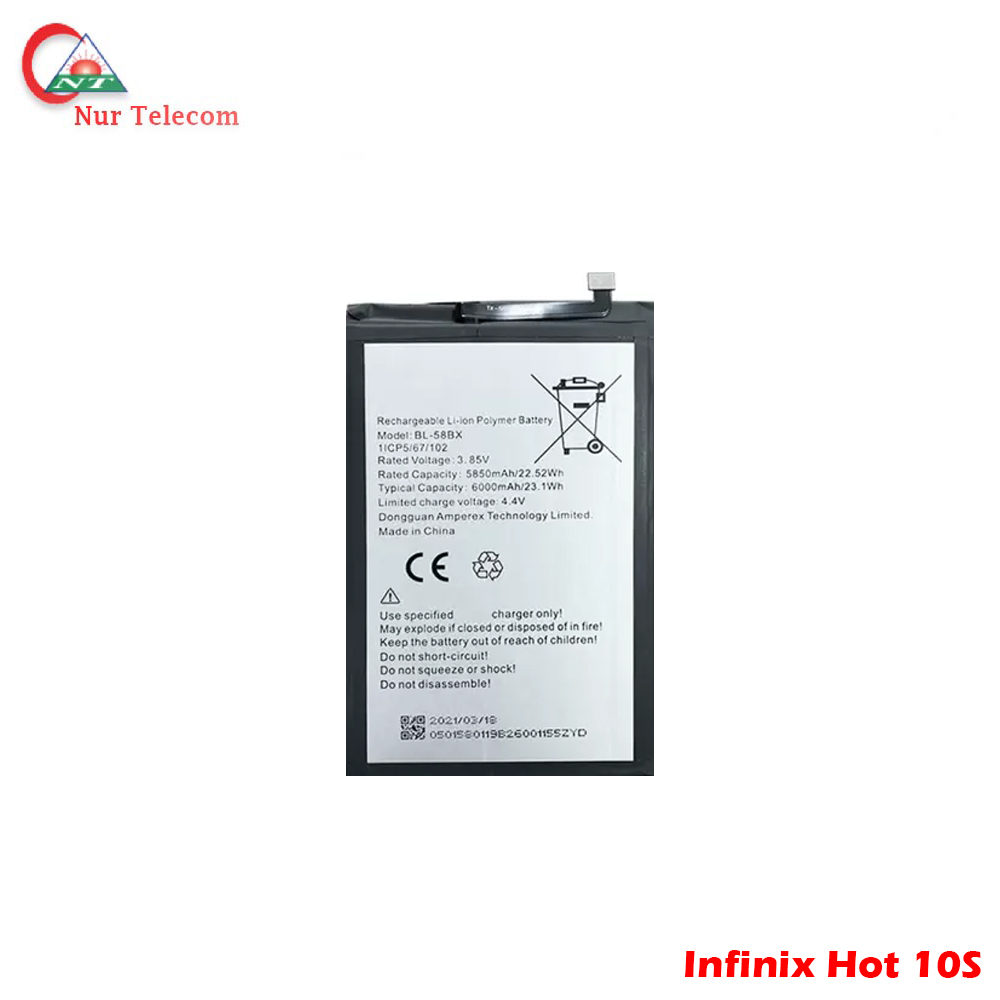 Original Infinix Hot 10s Battery Price in Bangladesh - Nur Telecom