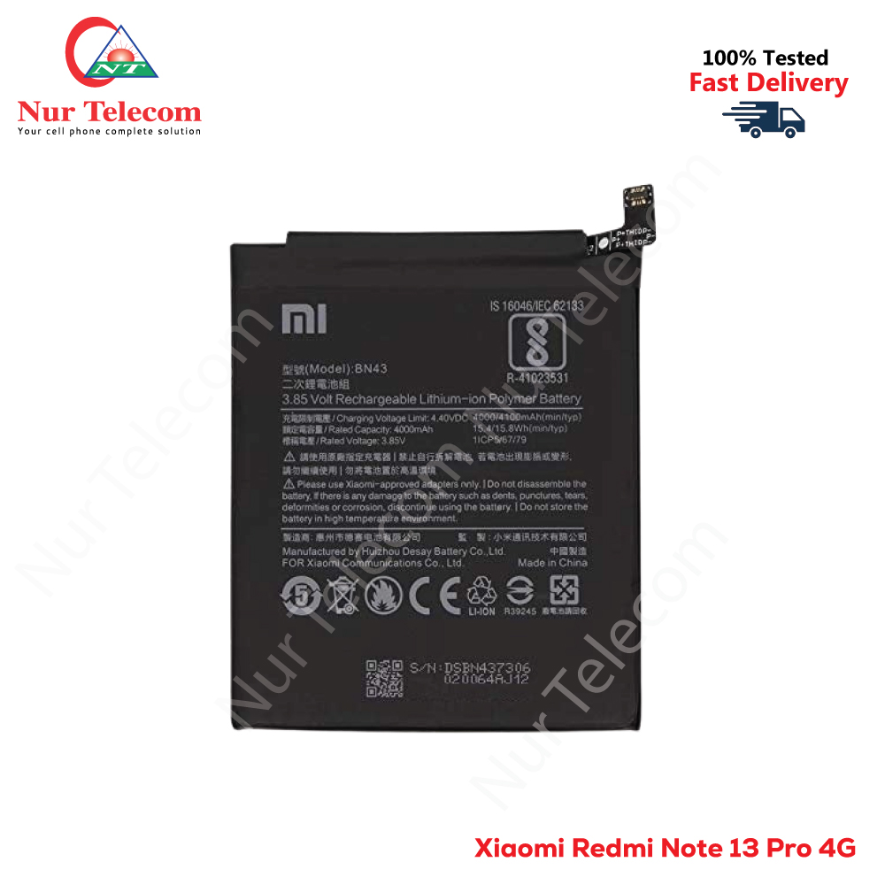 Xiaomi Redmi Note 13 Pro 4G Battery Price In BD - Nur Telecom